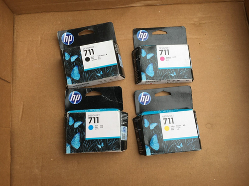 GENUINE SET 4 HP 711 INKS DESIGNJET T120 T520 CZ133A,CZ132A,CZ131A ...