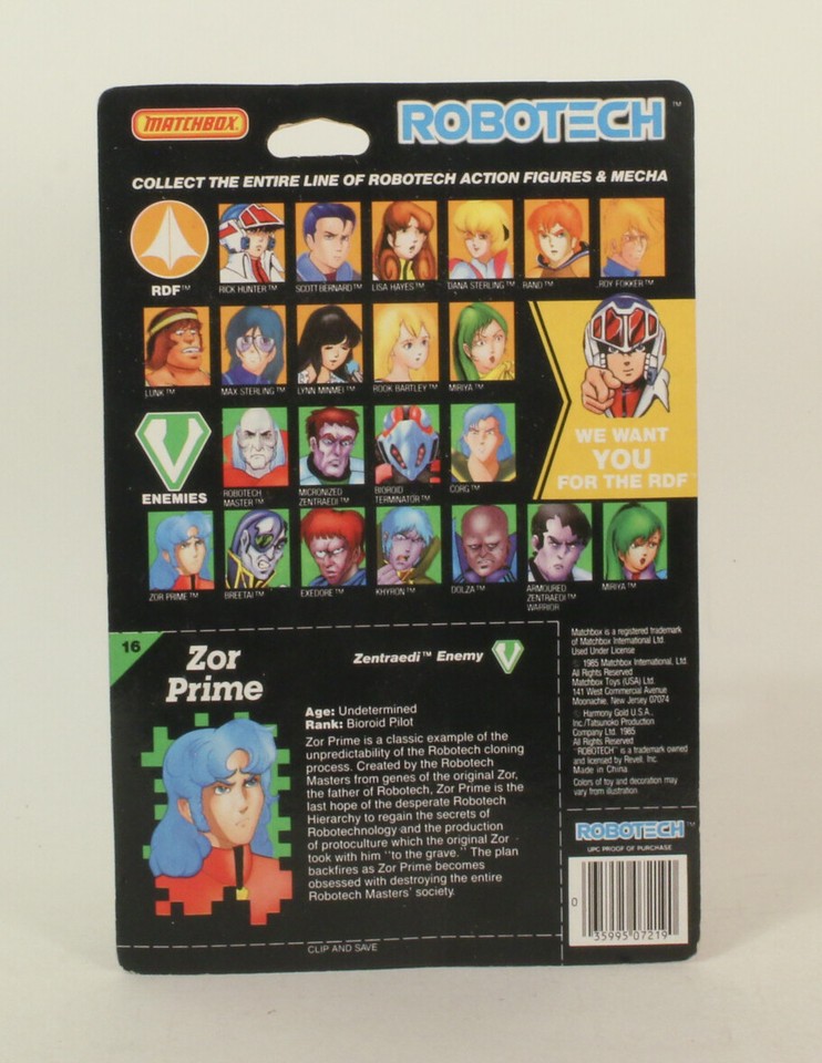 Matchbox Robotech Zor Prime 1985 | eBay