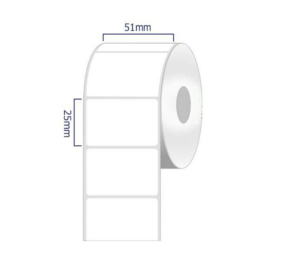 50mm x 25mm 2x1 inch White Thermal Direct Zebra Printer Labels 1000/ ...