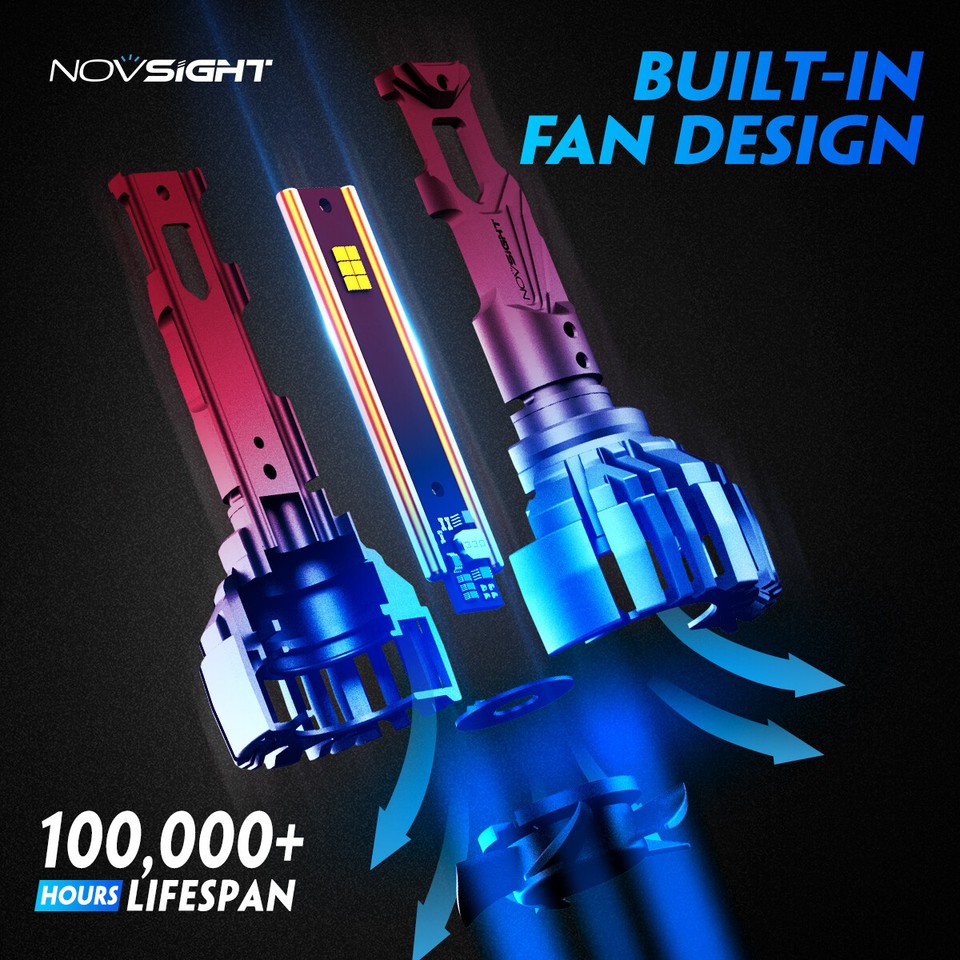 NOVSIGHT H11 H8 LED Headlight Bulbs Kit High Low Beam 30000LM 6500K ...