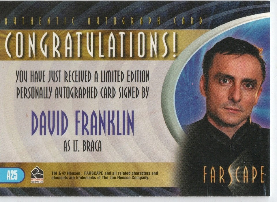 FARSCAPE Season Four, A25 David Franklin as Lt. Braca Autograph trading ...