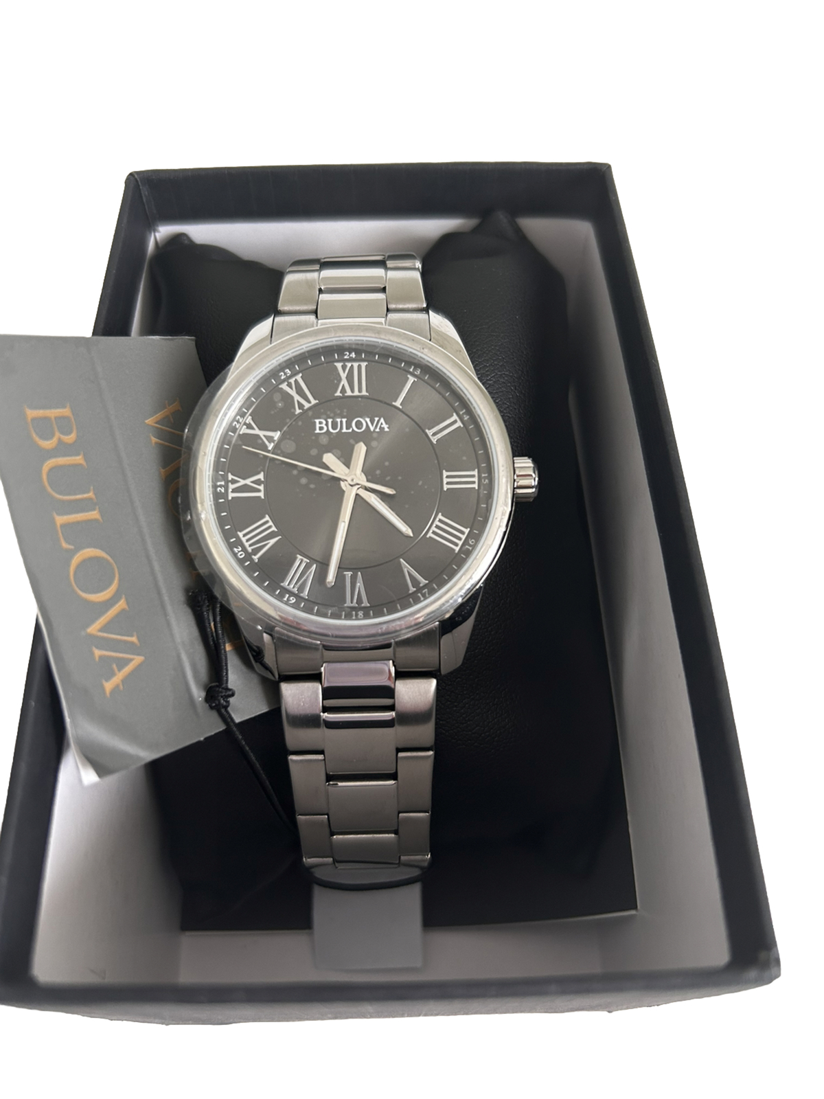 Bulova Watch Men 40mm Gray Dial Silver Tone Round 96A222 Battery for ...