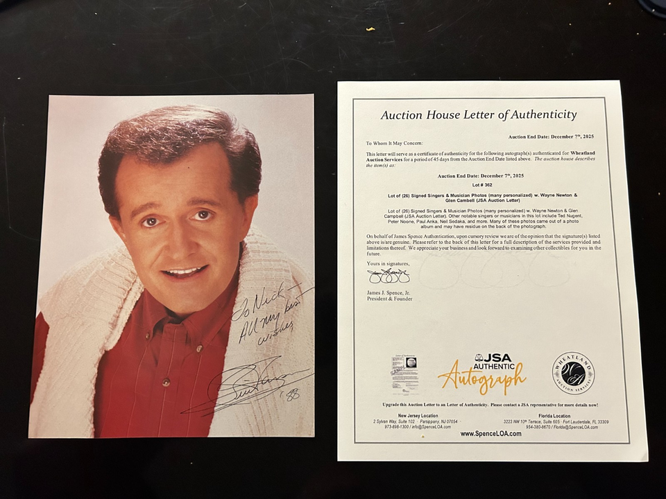 BILL ANDERSON singer signed photo JSA Auction Letter | eBay UK