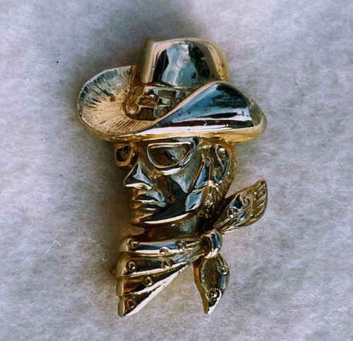Vintage Gold Cool Cowboy Pin: circa 1970s - Gem