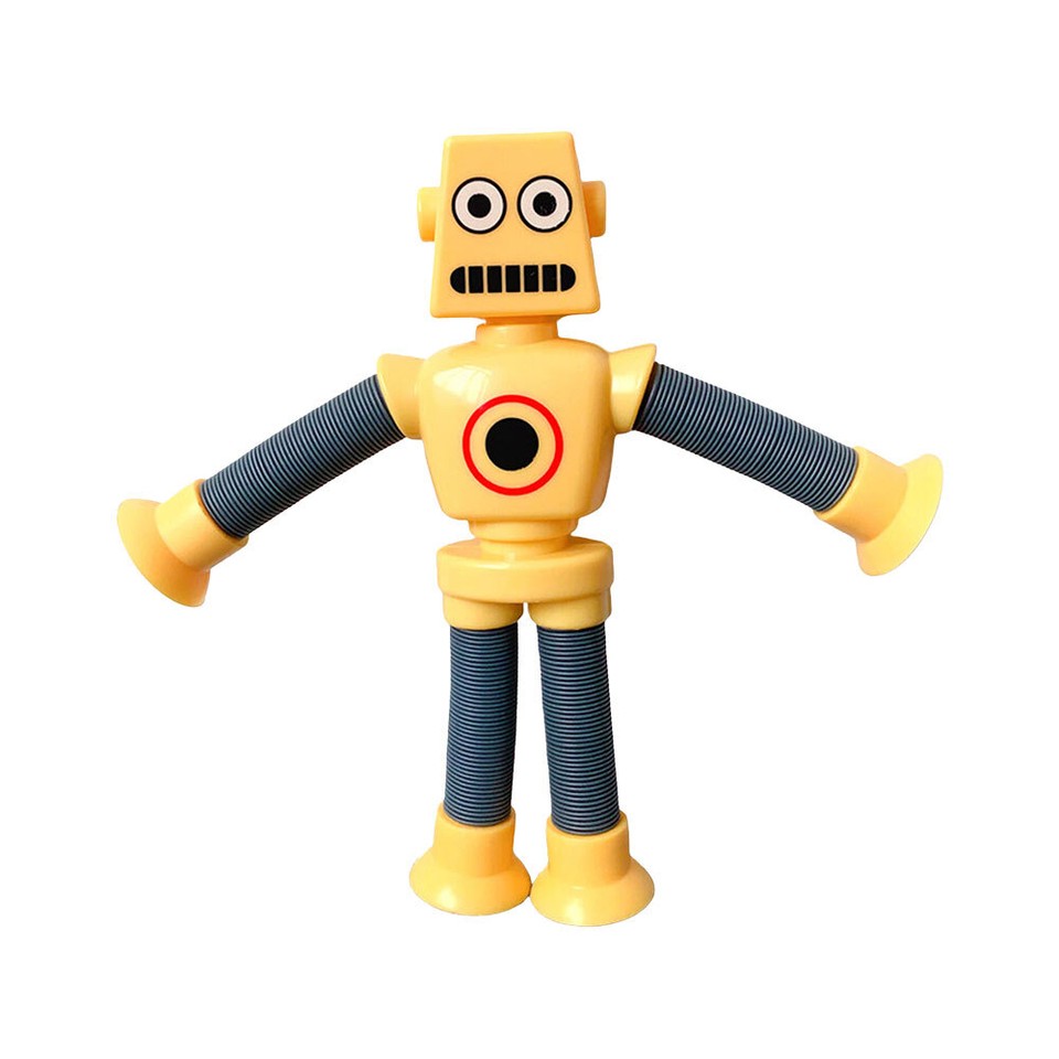 1/4Pcs LED Telescopic Suction Cup Robots Toy Stress Relief Light Up ...