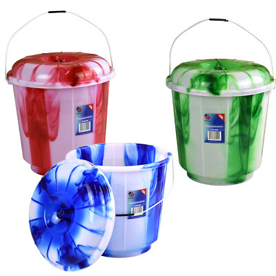 18L Plastic Bucket with Lid Handle Large Storage Bucket Bin Container ...