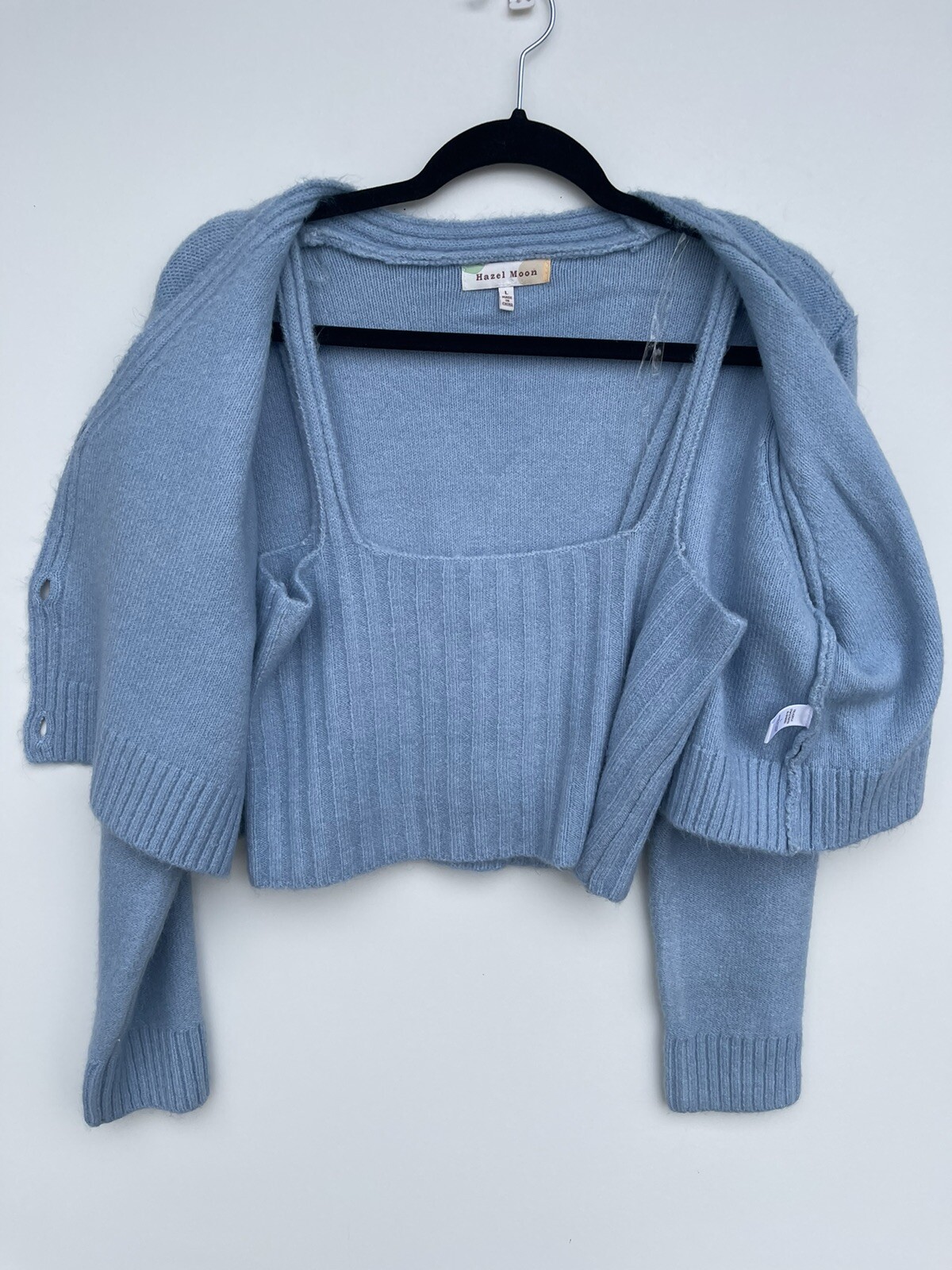 Hazel Moon Crop Top Fuzzy Cardigan Set - Gem