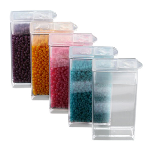 100 Pcs Rectangle Plastic Bead Containers Flip Top Bead Storage Box 5x2 ...