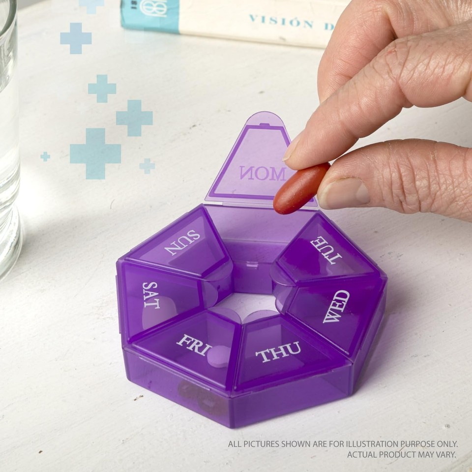 Deke Home - Small Weekly Pill Organizer, Round Pill Dispenser for ...