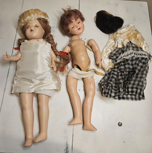 Vtg Composition Doll Lot Creepy Moving Eyes Lot of 2 Parts Repair ...
