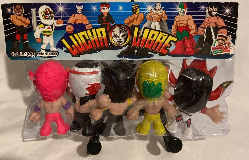 LUCHA LIBRE SET Luchadores Cabezones 3" Action Figures Mexican Toys set ...