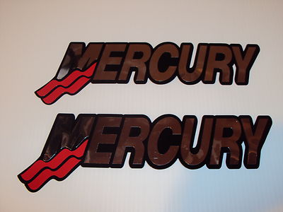 TWO Mercury boat decals 17 inch chrome Marine Vinyl Mercury Outboard ...