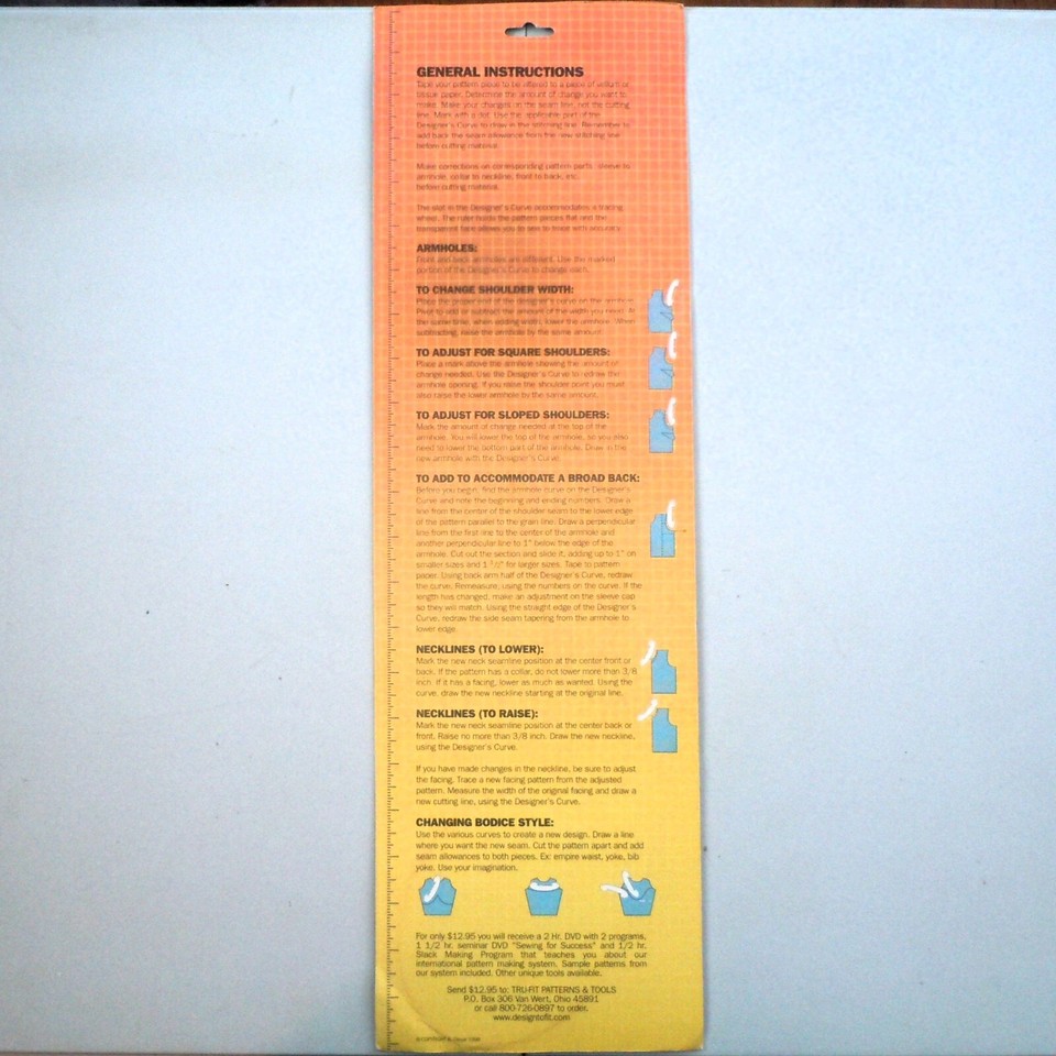 Vintage 1976 B. Oleyar Designer's Curve Sewing Ruler Armhole Collar ...