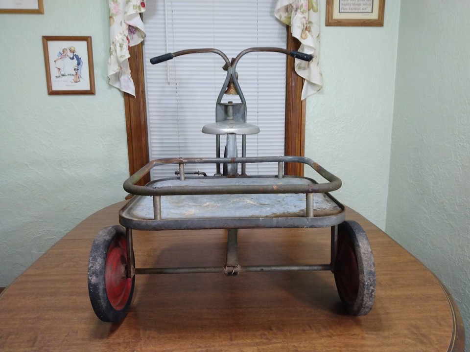 VINTAGE CLASSIC ANGELES TRICYCLE RARE HTF TRIKE HAULER CALI YARD ART ...