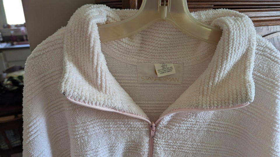 Excellent STAN HERMAN Pink Poly/Cotton Chenille Zip Robe 2X | eBay