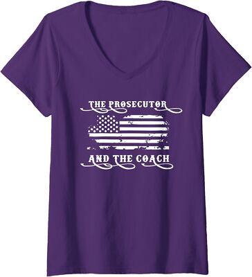 US Flag The Prosecutor And The Coach Harris 2024 Ladies' V-Neck Tshirt ...