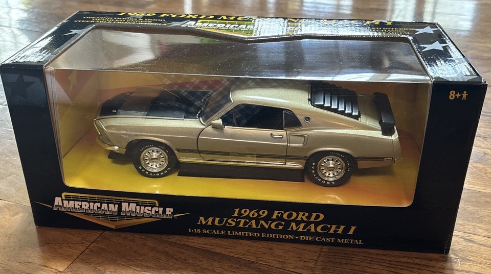 32511 ERTL AMERICAN MUSCLE CHAMPAGNE GOLD 1969 FORD MUSTANG MACH 1 1:18 ...