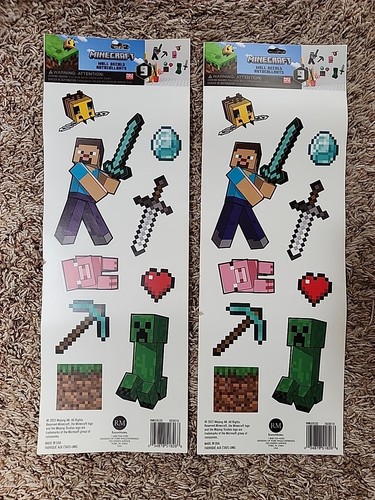 Lot Of 2 MINECRAFT Quality Vinyl Wall & Laptop Decals 9 Stickers Per ...