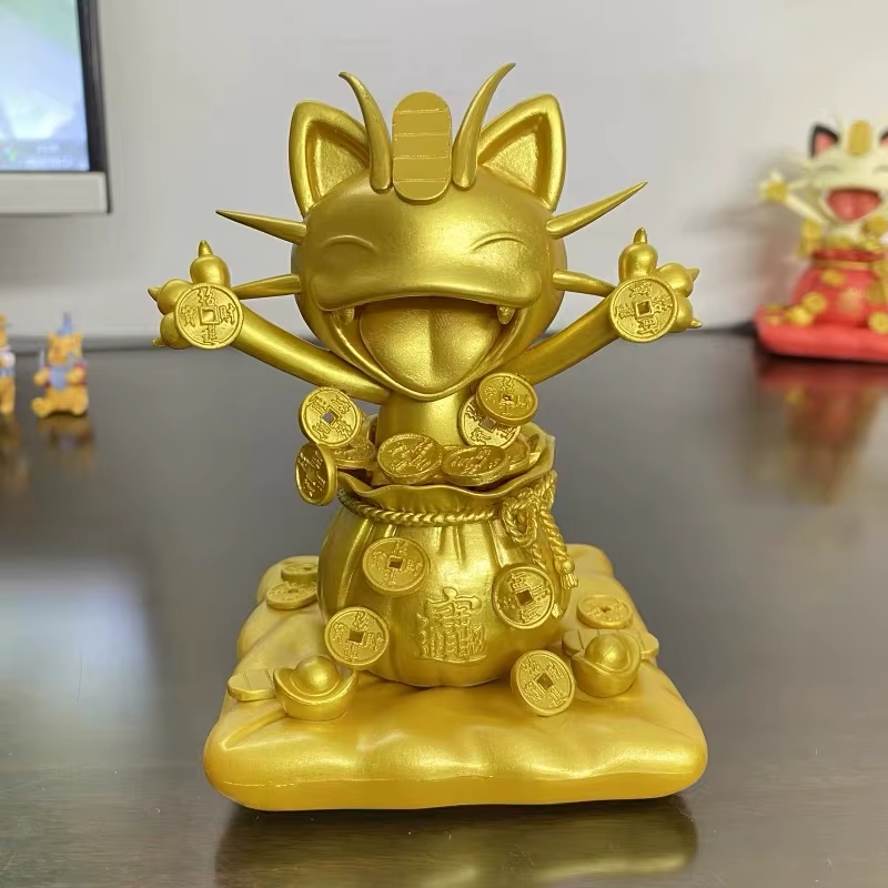 Meowth Wealth Pokemon Figure Statue Anime Gold Red Team Rocket Gift ...
