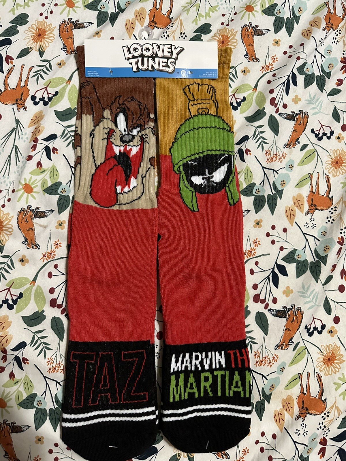 Looney Tunes Socks 2 Pair Taz and Marvin the Martian New with Tags size ...