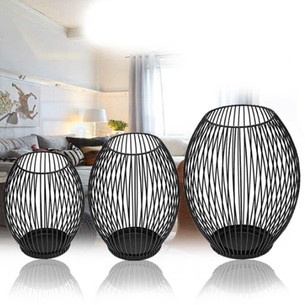 Metal Wire Lantern Candle Holder Cage Tea Light Stand Home Party ...