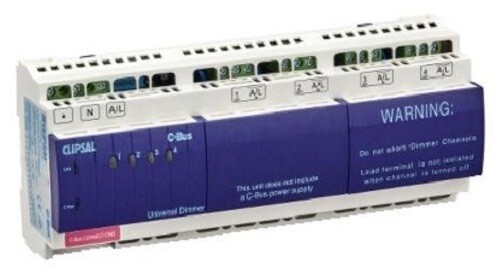 Clipsal C-BUS UNIVERSAL PHASE CONTROL DIMMER 2.5A 600W 4-Channel, DIN ...