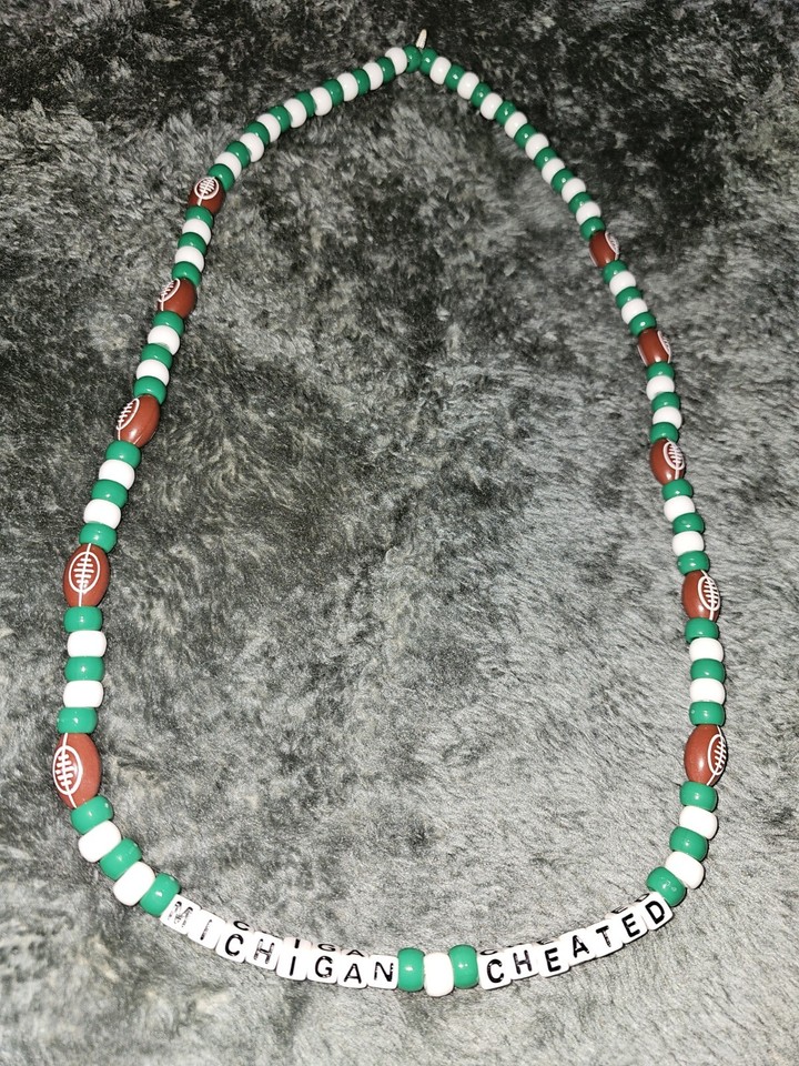Michigan State Spartans MICHIGAN CHEATED Football Bead Handmade ...