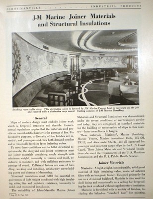 JOHNS-MANVILLE Asbestos use in Navy Ships! Marine Insulation Marinite ...