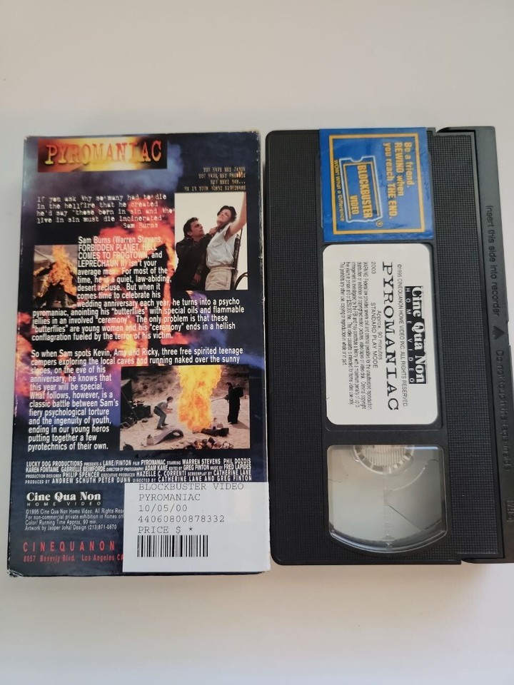 Pyromaniac VHS 1995, RARE OOP, TESTED Cine Qua Non Home Video Cult ...