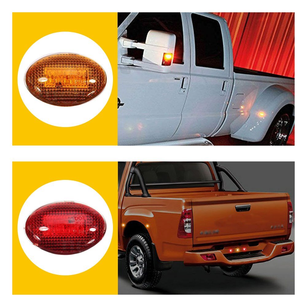 For 1999-2010 Ford F350 Amber/Red Side Fender Marker Dually Bed LED ...