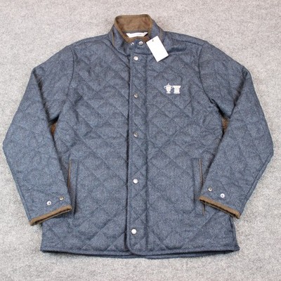 Peter Millar Suffolk Jacket Men's Medium Blue Quilted Wool Coat Golf ...