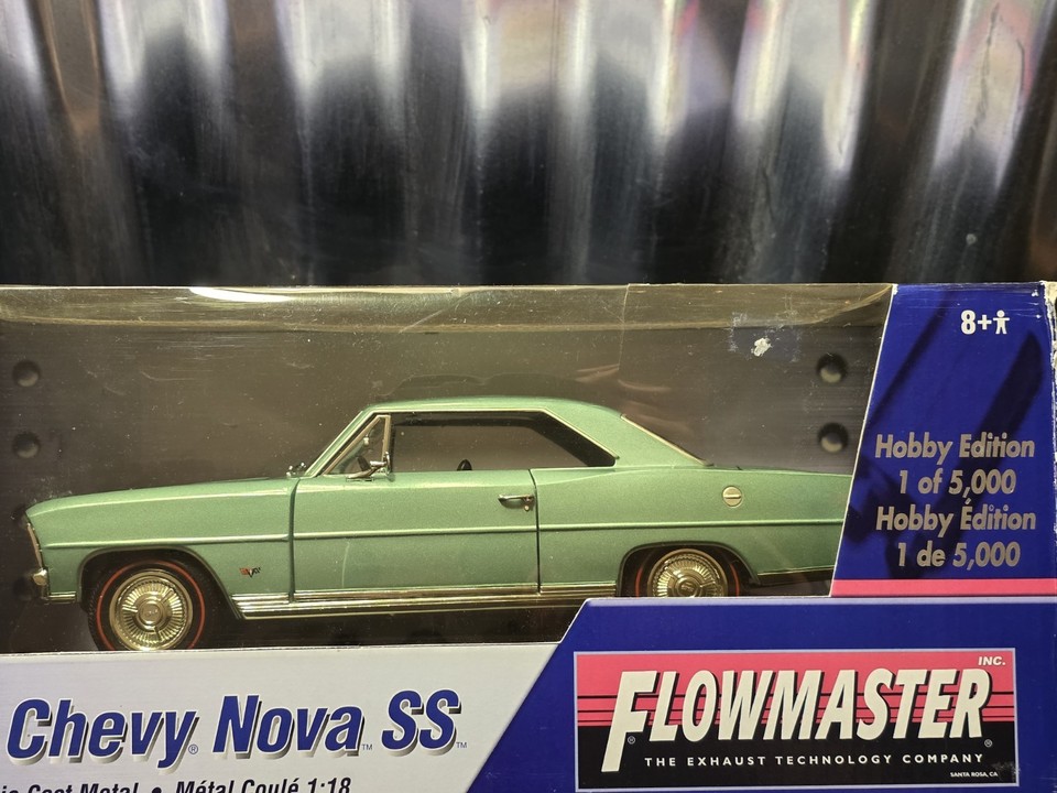 ERTL American Muscle 1966 Chevy Nova SS Flowmaster 1:18 Scale Diecast ...