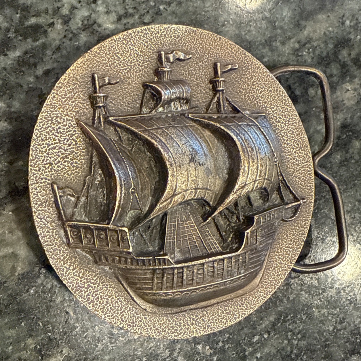 VTG Bergamot Brass Clipper Ships Belt Buckle USA Made… - Gem