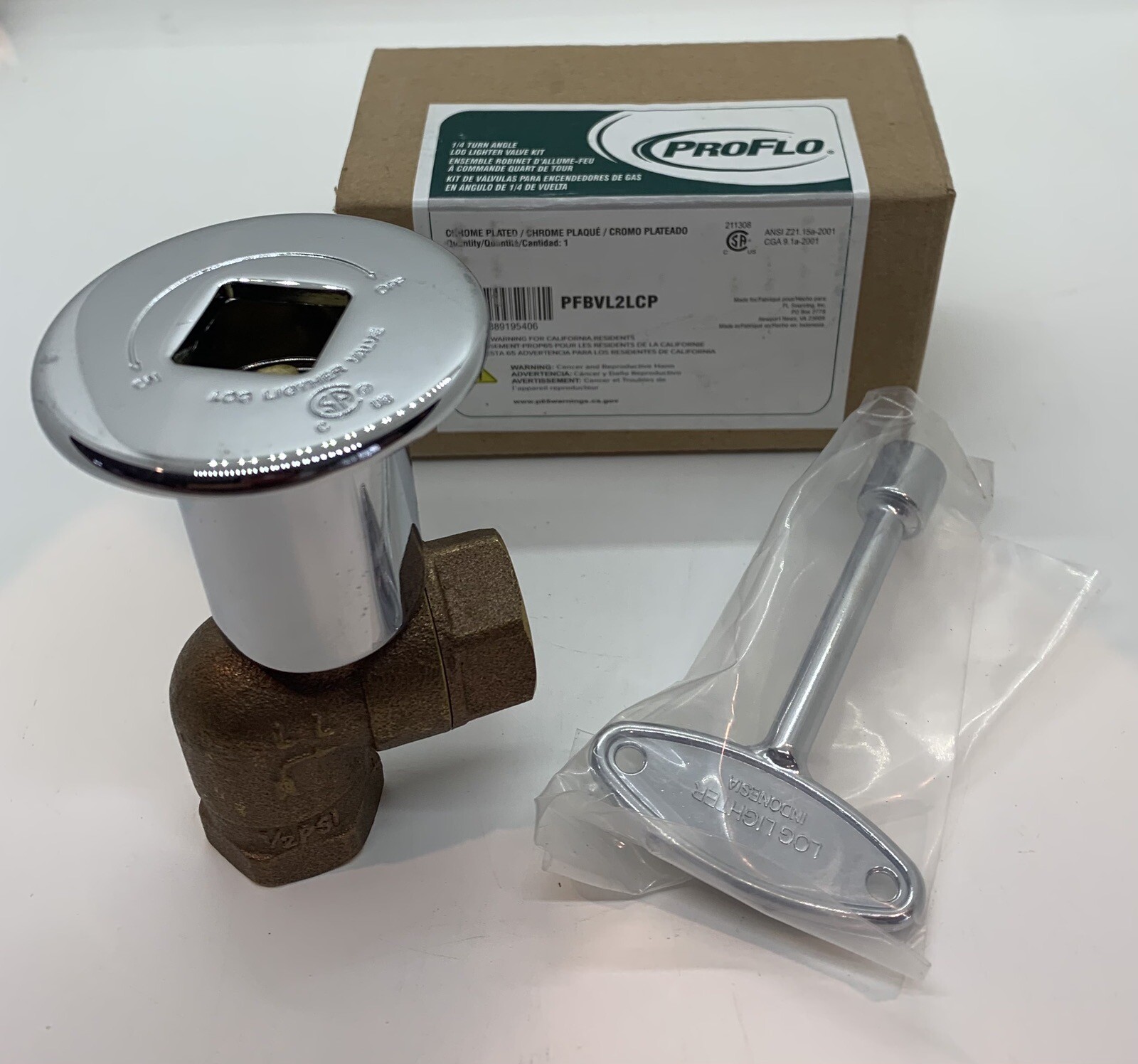 1/2” Pipe PFBVL2LCP ProFlo 1/4 Turn Angle Gas Propane Log Lighter Valve ...