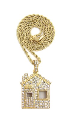New Trap House Pendant 24" Box,Cuban,Rope Chains Hip Hop Necklace XZ296 ...