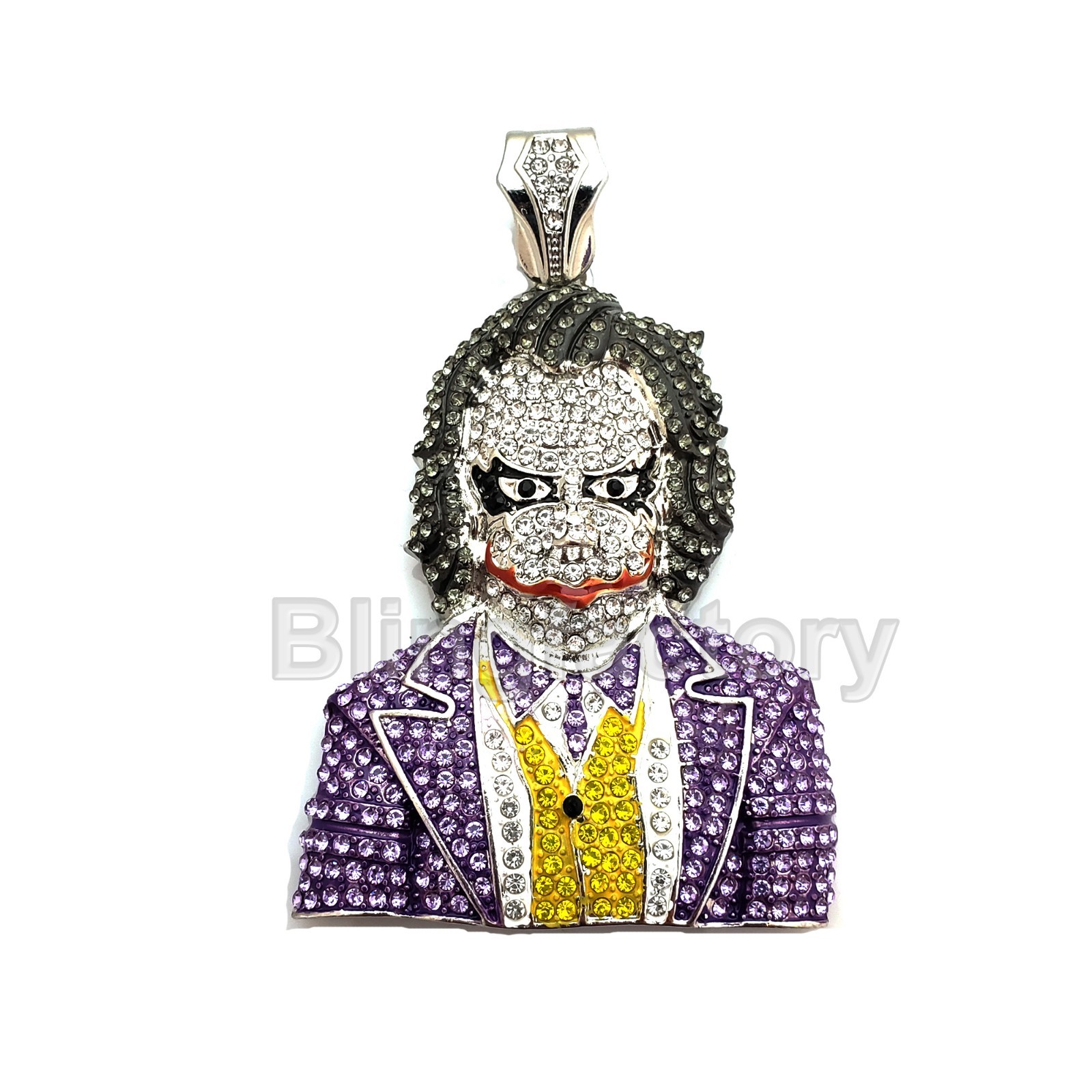 Hip Hop Large JOKER Pendant & 18" Full Iced Miami Cuban Choker Chain ...