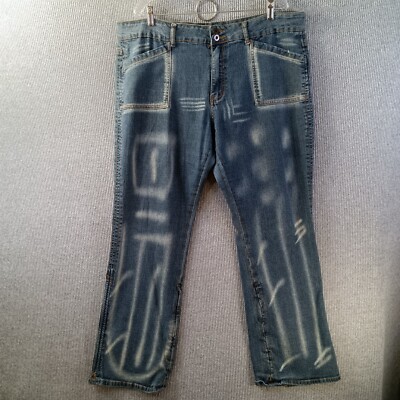 Apollo Jeans Womens 19/20 Blue Medium Wash Denim Flat Front Distressed ...