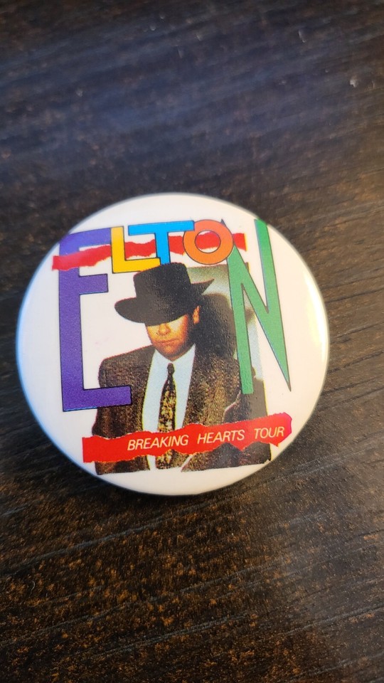 Elton John - 1984 Breaking Hearts Tour Program & Tour pin | eBay