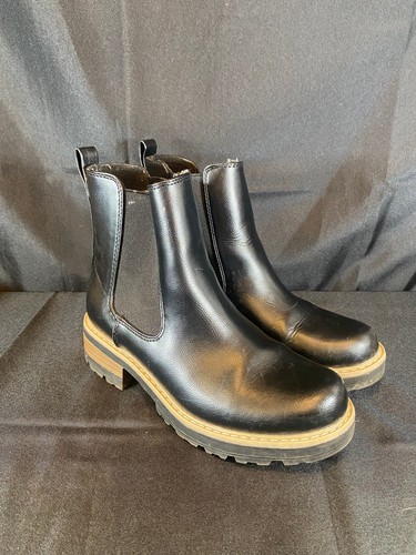 Universal Thread Black Leather Short Boot Women size 6 | eBay