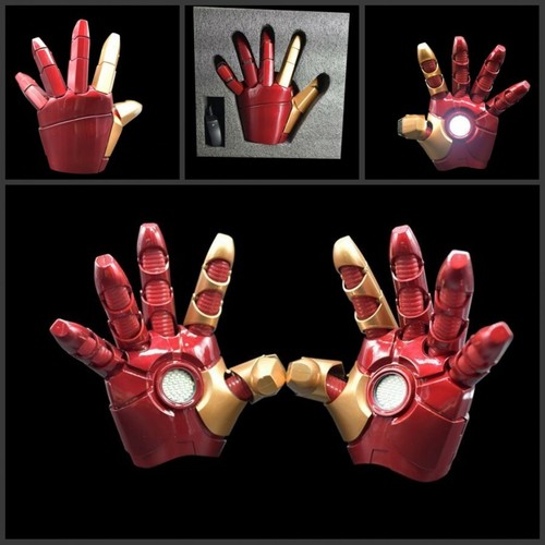 1:1 One Pair Iron Man LED Light Hands Cosplay Props Gloves For Adult ...