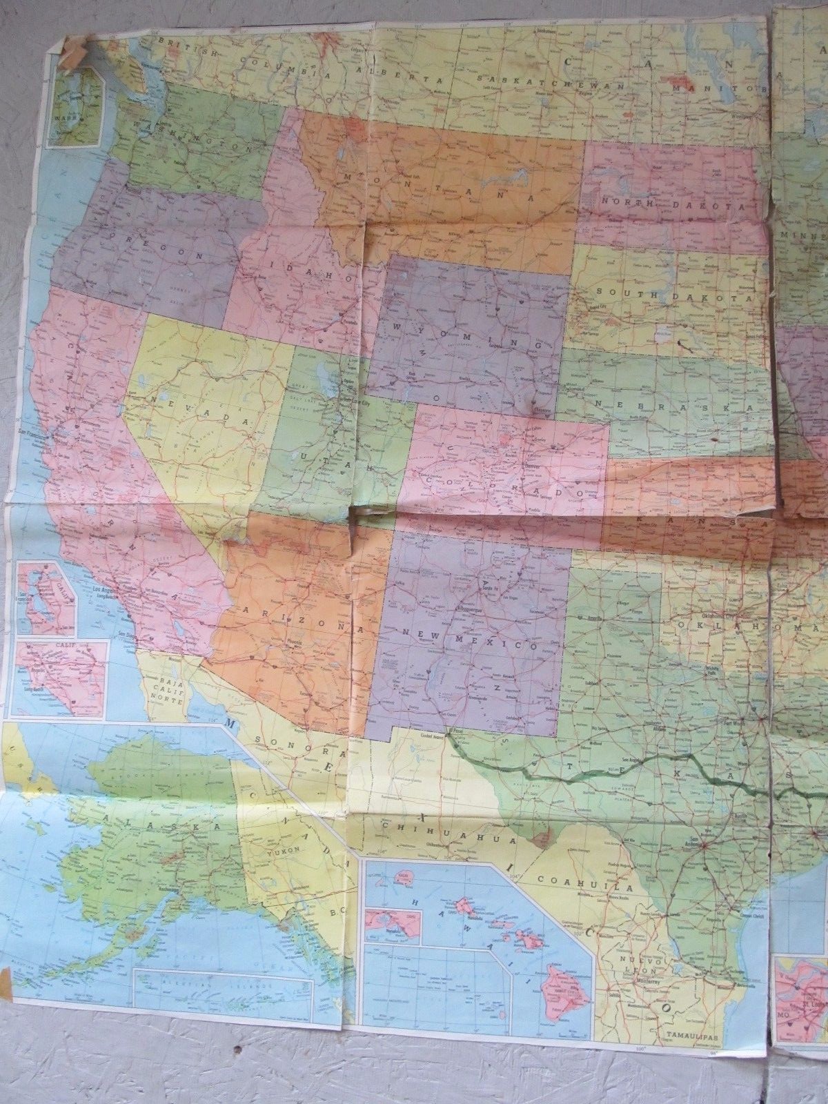 Vintage United States Map American Map Co Large Wall 48 x 33 Colorprint ...