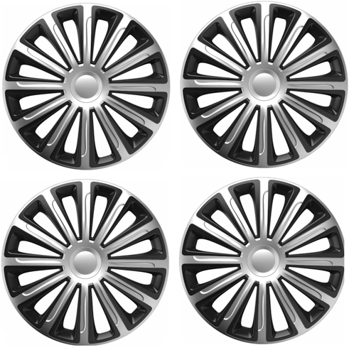 SUZUKI WAGON R WHEEL TRIM HUB CAPS PLASTIC COVERS FULL SET BLACK SILVER ...