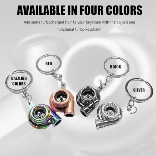 Turbo Keychain, Creative Metal Spinning Turbocharger Key Fob Ring, Mini ...