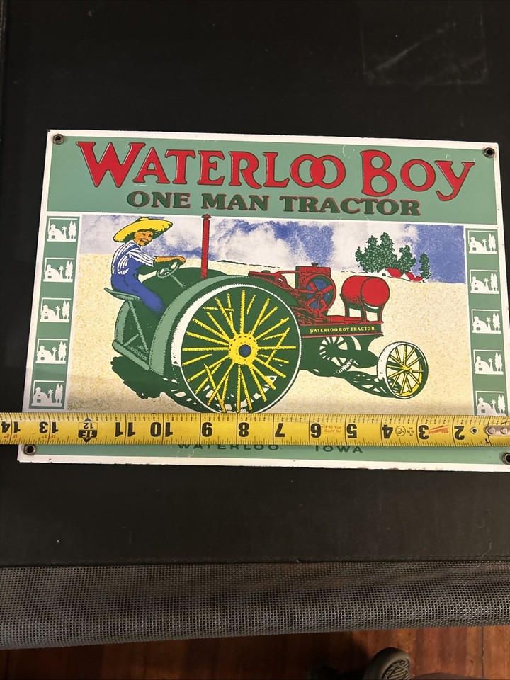 Vintage John Deere Waterloo Boy Tractor Gas Engine Porcelain Enamel ...