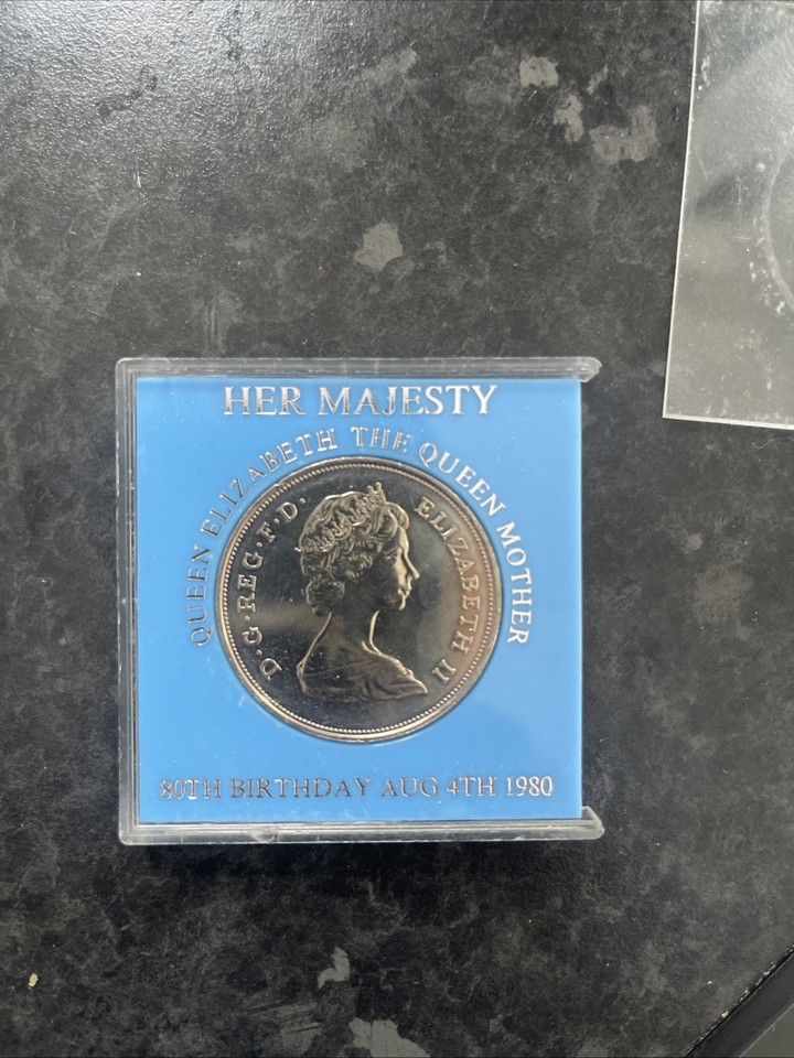 Queen Elizabeth the Queen Mother 80th birthday commemorative crown coin ...