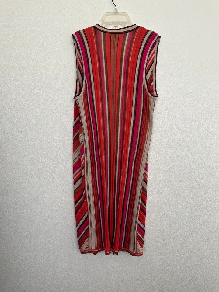 Chico's Women's Mitered Stripe Pattern Vest Long Line Open Front Pink Sz Medium | eBay