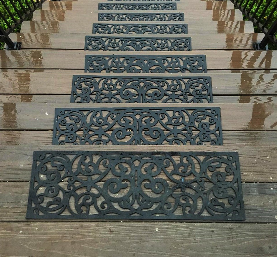 Rubber Stair Treads Non-Slip Stair Traction Tread Mats Outdoor Step Mat ...