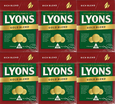 6 × Lyons Gold Blend 80 Pyramid Tea Bags Irish (480 tea bags in total ...