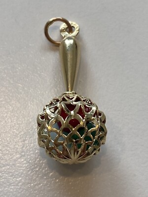 Estate 14k Yellow Gold Baby Rattle W/ Color Beads Charm! 2.9g! Adorable ...