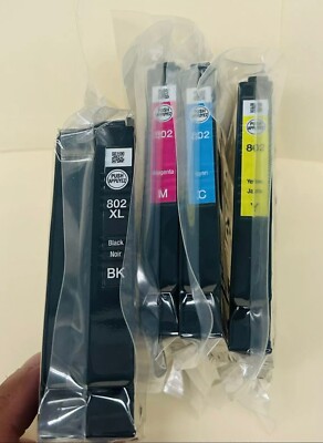 4-PACK EPSON GENUINE 802XL BLACK & 802 COLOR INK (NO RETAIL BOX) | eBay